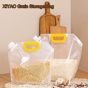 XIYAO 10 pack Grain Sealed Moisture-Proof Storage ,Washable Stand Up Food Storage Pouches ，Resealable Odor-Resistant Packaging Bags, Transparent Grain Storage Suction Bags with Funnel.