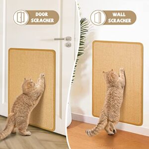 Graciadeco Carpet Cat Scratching Mat Sisal, 2 Packs Sisal Fabric Large 23.6" x 15.7" Cat Scratching Pad for Indoor Cats with Adhesive Hook Loop Tape, Cat Scratching Rug Wall Scratchers for Indoor Cats