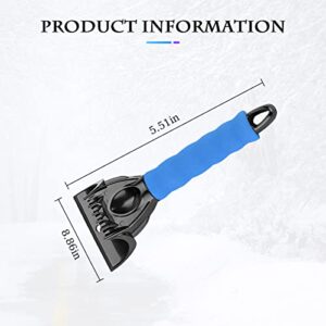 Fekey&JF Ice Scraper for Car Windshield and Window, Auto Snow Removal with Foam Handle, No Scratch Cleaning Tool Remove Frost and Snow, Car Winter Exterior Accessories for Cars, SUV, Van (Blue)