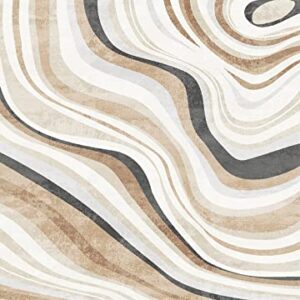 FINOREN Artistic Abstract Area Rug.Cream and Brown,4x6 Feet,Suitable for Bedroom,Living Room,Apartment,Machine Washable Non-Slip Soft Modern Interior Rug,Smudge-Proof,Non-Shedding.