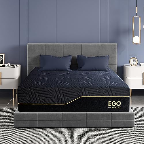 EGOHOME 14 Inch Queen Memory Foam Mattress for Back Pain, Cooling Gel Bed in a Box, Made in USA, CertiPUR-US Certified, Therapeutic Medium Mattress, 60”x80”x14”, Black