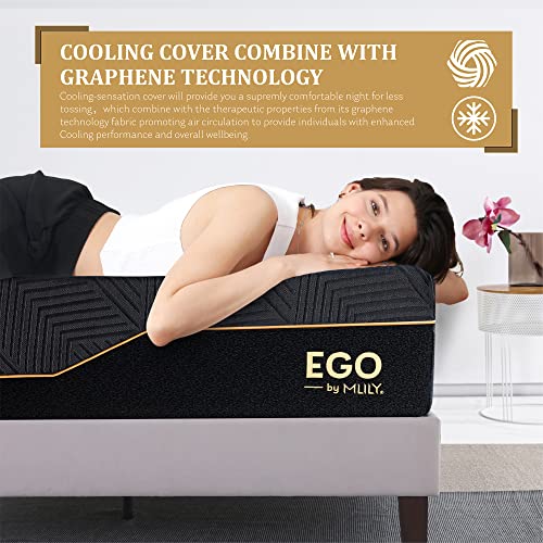 EGOHOME 14 Inch Queen Memory Foam Mattress for Back Pain, Cooling Gel Bed in a Box, Made in USA, CertiPUR-US Certified, Therapeutic Medium Mattress, 60”x80”x14”, Black