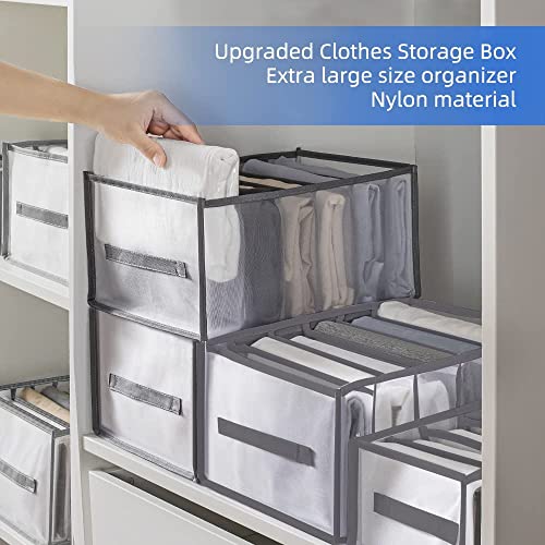 XJJX Closet Organizers and Storage, Draw Clothes Organizer, Jean Organizer for Closet, Wardrobe Closet Organizer for T-Shirts, Pants, Jeans, Bra, Socks, Underwear (3Pack 12Grids+3Pack Bra Socks)