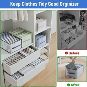 XJJX Closet Organizers and Storage, Draw Clothes Organizer, Jean Organizer for Closet, Wardrobe Closet Organizer for T-Shirts, Pants, Jeans, Bra, Socks, Underwear (3Pack 12Grids+3Pack Bra Socks)