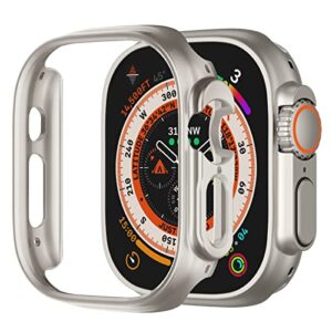 recoppa compatible for apple watch ultra case 49mm, shockproof ultra-thin hard pc bumper case all-around edge protective cover frame[no screen protector] for iwatch accessories, starlight