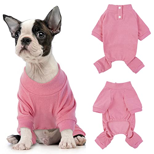 Kuoser Dog Pajamas Thermal Dog Onesie, Stretchable 4-Legs Design Doggie Clothes, Breathable Puppy Jumpsuits Cat Apparel, Hair Shedding Cover for Small Medium Dogs