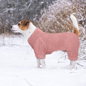 Fuzzy Dog Pajamas Turtleneck Dog Clothes Warm Soft Cozy Lightweight Dog Pjs Dog Sweaters for Small Dogs(Pink-XS)