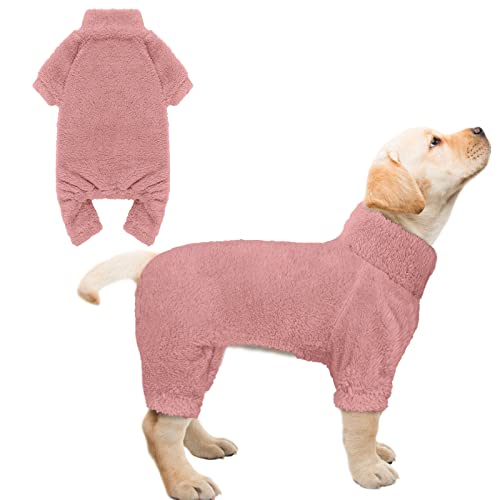 Fuzzy Dog Pajamas Turtleneck Dog Clothes Warm Soft Cozy Lightweight Dog Pjs Dog Sweaters for Small Dogs(Pink-XS)