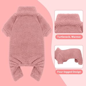 Fuzzy Dog Pajamas Turtleneck Dog Clothes Warm Soft Cozy Lightweight Dog Pjs Dog Sweaters for Small Dogs(Pink-XS)