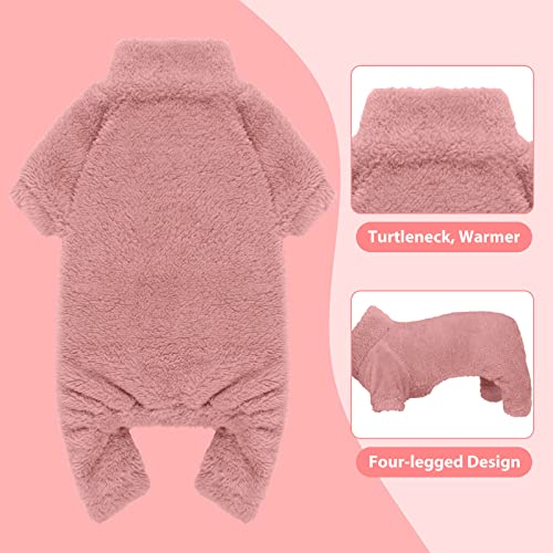 Fuzzy Dog Pajamas Turtleneck Dog Clothes Warm Soft Cozy Lightweight Dog Pjs Dog Sweaters for Small Dogs(Pink-XS)