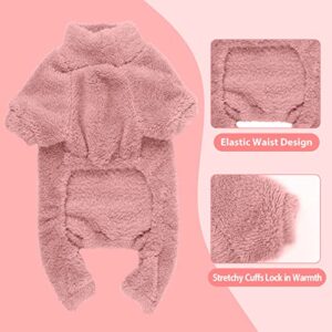 Fuzzy Dog Pajamas Turtleneck Dog Clothes Warm Soft Cozy Lightweight Dog Pjs Dog Sweaters for Small Dogs(Pink-XS)