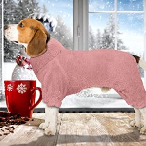 Fuzzy Dog Pajamas Turtleneck Dog Clothes Warm Soft Cozy Lightweight Dog Pjs Dog Sweaters for Small Dogs(Pink-XS)