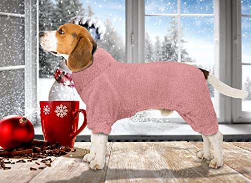 Fuzzy Dog Pajamas Turtleneck Dog Clothes Warm Soft Cozy Lightweight Dog Pjs Dog Sweaters for Small Dogs(Pink-XS)