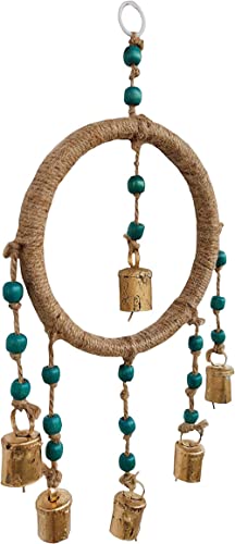 FIKIMOS Jute Handmade Crafted Home Decoration Hanging Beads Cow Bell Hanging Door Ornaments Wall décor