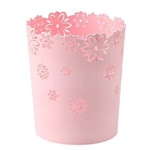 nazr wastebasket, hollow flower shape plastic lidless wastepaper baskets trash can (m-pink)