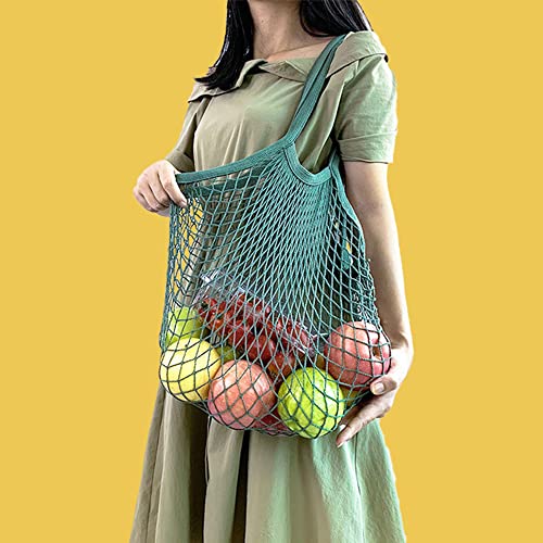 FEICHANGHAO 5 Pack Reusable Produce Bags - 100% Cotton Net Tote Bags, Premium Mesh Grocery Bags, Fruit And Vegetable Bags