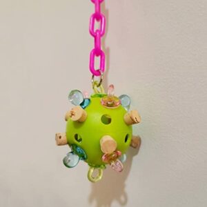 YJJKJ Pet Bird Toy, Parakeet Mini Corks and Small Pacifiers Ball Hang Parrot Chewing Foraging Toys for Medium Parrots Parakeets, Conures, Love Birds, Budgerigar, Cockatiels, Finches, Green