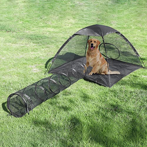 Cat Tent Outdoor, Pet Enclosure Tent Suitable for Cats and Small Animals, Indoor Playpen Portable Exercise Tent with Carry Bag(Pet Tent& Tunnel) M