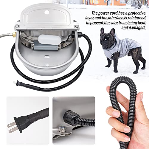 KHEARPSL Automatic Heated Water Bowl Heated Livestock Dog Waterer Heated Pet Thermal-Bowl Heated Waterer for Dog Cattle Cow Horse Chicken Pig Goat (Curved Bottom Waterer Kit)