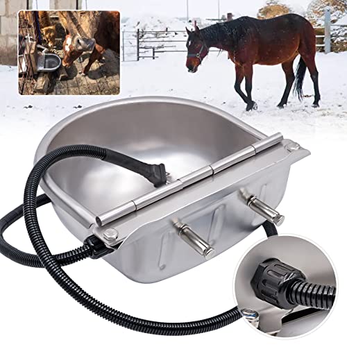 KHEARPSL Automatic Heated Water Bowl Heated Livestock Dog Waterer Heated Pet Thermal-Bowl Heated Waterer for Dog Cattle Cow Horse Chicken Pig Goat (Curved Bottom Waterer Kit)