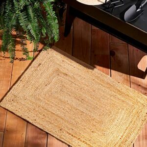 Rug 2x3',Rag Rugs,Jute Rug,Braided Rug,2x3 Rug,Jute Rugs,Jute Handloom Rug 2x3', Farmhouse Area Rugs, Natural Braided Doormat for Kitchen Entryway Pets Playing Rugs - Natural