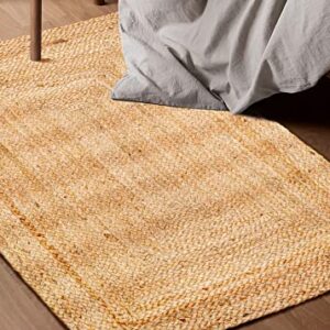 Rug 2x3',Rag Rugs,Jute Rug,Braided Rug,2x3 Rug,Jute Rugs,Jute Handloom Rug 2x3', Farmhouse Area Rugs, Natural Braided Doormat for Kitchen Entryway Pets Playing Rugs - Natural