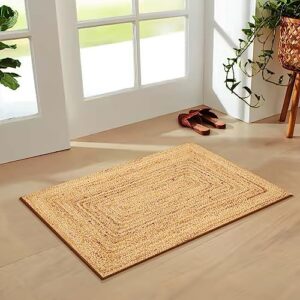 Rug 2x3',Rag Rugs,Jute Rug,Braided Rug,2x3 Rug,Jute Rugs,Jute Handloom Rug 2x3', Farmhouse Area Rugs, Natural Braided Doormat for Kitchen Entryway Pets Playing Rugs - Natural