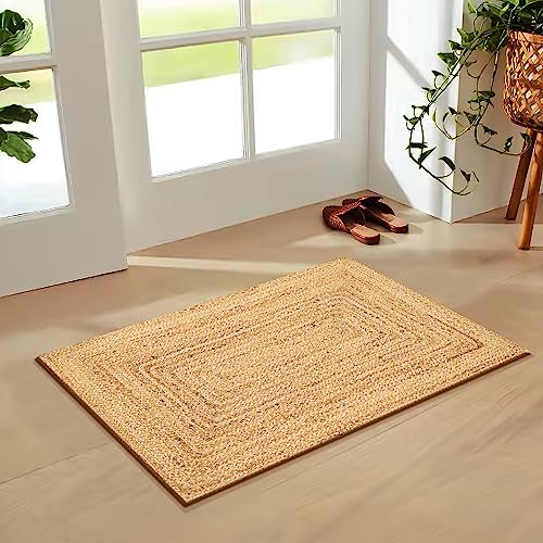 Rug 2x3',Rag Rugs,Jute Rug,Braided Rug,2x3 Rug,Jute Rugs,Jute Handloom Rug 2x3', Farmhouse Area Rugs, Natural Braided Doormat for Kitchen Entryway Pets Playing Rugs - Natural