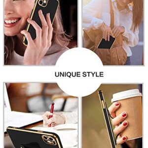 BENTOBEN Compatible with iPhone 12 Case, Slim Luxury Electroplated Bumper Women Men Girl Protective Soft Case Cover with Strap for iPhone 12 6.1 inch,Black/Gold