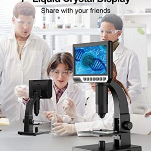 7'' LCD Digital Microscope 2000X Biological Lens & Digital Lens, Ankylin 12MP Coin Microscope for Error Coins, Remote Control, 10 LED Light, USB Soldering Microscope for Adults/Kids