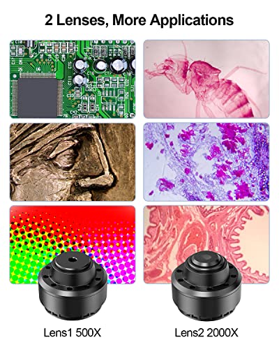 7'' LCD Digital Microscope 2000X Biological Lens & Digital Lens, Ankylin 12MP Coin Microscope for Error Coins, Remote Control, 10 LED Light, USB Soldering Microscope for Adults/Kids