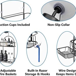 Neahom Hanging Shower Caddy Over Shower Head for Bathroom, Matte Black Stainless Steel Soap Holder & Razor Holder & Hooks, Hanging Shower Shelf Organizer, Storage Rack, Rustproof, Anti-Swing