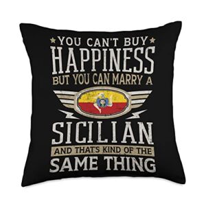 99 gifts sicily t-shirt & jersey sicily flag proud sicilians men & women throw pillow, 18x18, multicolor