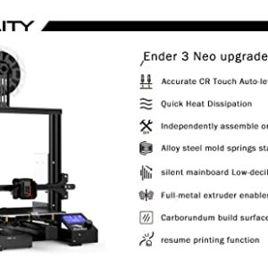 Upgrade CREALITY Ender 3 Neo 3D Printer with Auto Leveling Kit Upgraded Version of Ender 3,Full-Metal Extruder Carborundum and Resume Printing Function 32bit Silent Mainboard,Creality Service Support