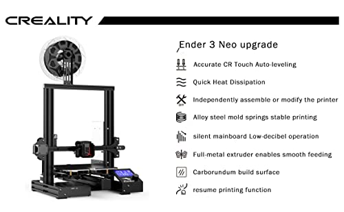 Upgrade CREALITY Ender 3 Neo 3D Printer with Auto Leveling Kit Upgraded Version of Ender 3,Full-Metal Extruder Carborundum and Resume Printing Function 32bit Silent Mainboard,Creality Service Support