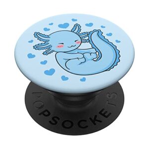 cute blue axolotl kawaii axolotls popsockets swappable popgrip