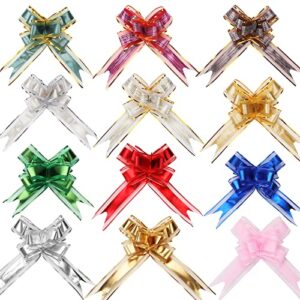 adarro 24pcs christmas pull bows for gift wrapping with ribbon for presents, florist, bouquet, basket wrap decoration, christmas bows small（1.18”wide）12pcs, large（1.97”wide）12pcs