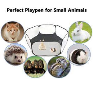 LAIRIES Small Animals Tent, Breathable Transparent Pet Playpen Pop Up Playpen Open Outdoor/Indoor Exercise Fence, Portable Yard Fence for Guinea Pig, Rabbit, Hamster, Chinchillas and Hedgehogs