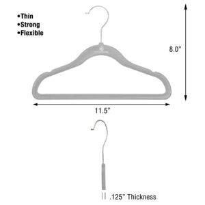 Closet Accessories Kids Velvet Hangers, Sturdy and Space Saving Hangers.Gray (Charcoal). 50 Pack