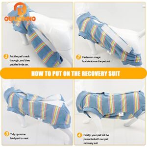 oUUoNNo Dog Recovery Suit,Dog Surgical Suit for Abdominal Wounds,Dog After Surgery Substitution Dog Cone & E-Collar,Prevent Licking Dog Onesies Pet Surgery Recovery Suit (L, Blue)