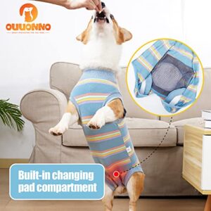 oUUoNNo Dog Recovery Suit,Dog Surgical Suit for Abdominal Wounds,Dog After Surgery Substitution Dog Cone & E-Collar,Prevent Licking Dog Onesies Pet Surgery Recovery Suit (L, Blue)