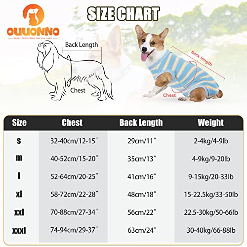 oUUoNNo Dog Recovery Suit,Dog Surgical Suit for Abdominal Wounds,Dog After Surgery Substitution Dog Cone & E-Collar,Prevent Licking Dog Onesies Pet Surgery Recovery Suit (L, Blue)