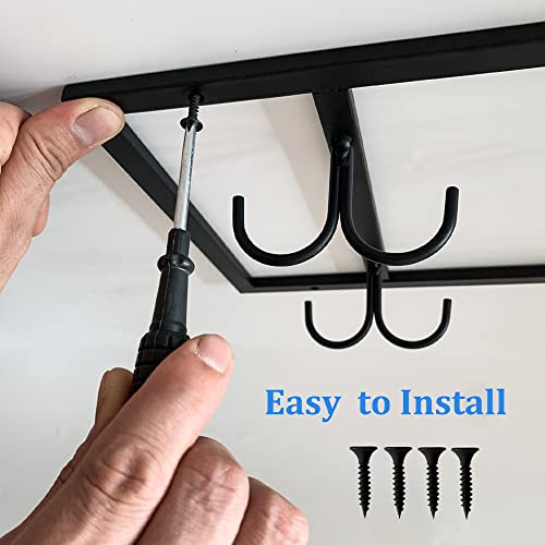 Drstarful Under Cabinet Hooks for Mugs, 16 in 1 Large Coffee Bar Mug Rack, Under Shelf Durable Metal Mug Hanger Holder for Coffee Cup Display, Hanging & Drying, Easy to Mount, Screws Included