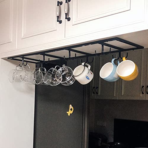 Drstarful Under Cabinet Hooks for Mugs, 16 in 1 Large Coffee Bar Mug Rack, Under Shelf Durable Metal Mug Hanger Holder for Coffee Cup Display, Hanging & Drying, Easy to Mount, Screws Included