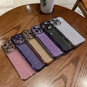 Fycyko Compatible with iPhone 13 Pro Max Case Glitter,Luxury Cute Flexible Plating Cover Camera Protection Shockproof Phone Case for Women Girl Men Design for iPhone 13 Pro Max 6.7''-Deep Purple