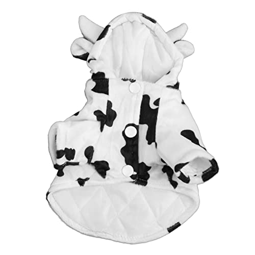 Zerodis Pet Winter Clothes Dog Hoodie Winter Jacket Party Dressing Up Outfits Stylish Cute Cow Design Comfortable Warm Pet Winter Clothes for Small Medium Dogs(XS)