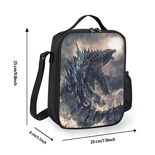 Insulated Lunch Box for Boys Girls, Reusable Dinosaur Lunch Bag, Waterproof Cooler Tote Bag with Adjustable Shoulder Strap and Water Bottle Holder