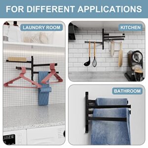 LBSYSLB Swivel Towel Rack,Wall Mounted Black Towel Bar with 4-Arm Towel Hanger,Rustproof Towel Racks for Bathroom 180° Rotation,13 Inch Bathroom Towel Holder