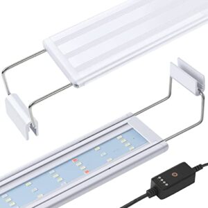 hitop full spectrum led aquarium light – 16-24” classic fish tank light with timer, aquarium plant light with stable extendable brackets (16-24in)