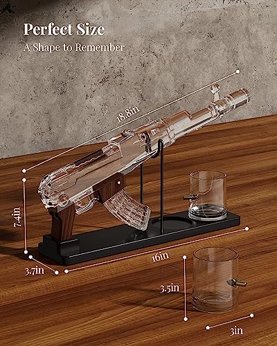 Gifts for Men Dad, Kollea 17.6 Oz Whiskey Decanter Set with 3 Oz Detachable Liquor Dispenser 6.75 Oz Glasses, Unique Mens Birthday Gift Ideas from Daughter, Funny Military Retirement Present